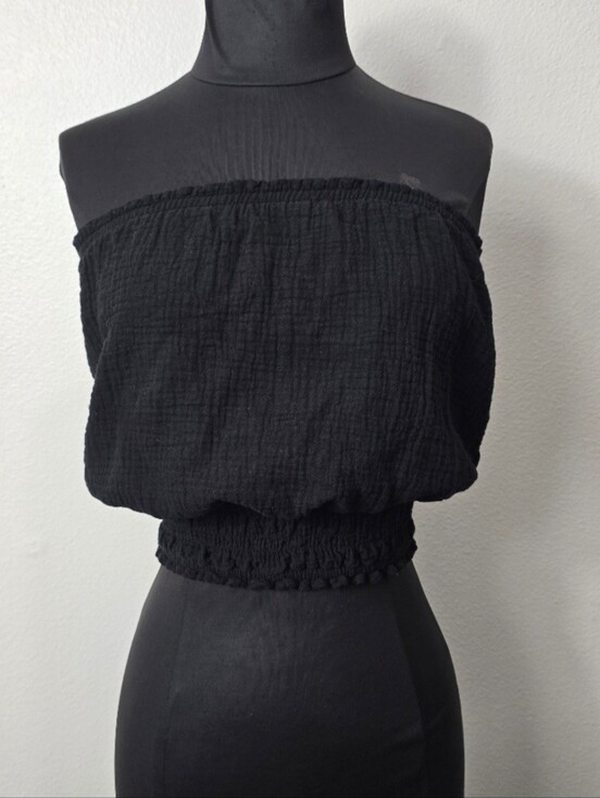 Tops | Bobi Black Smocked Tube Top | Poshmark